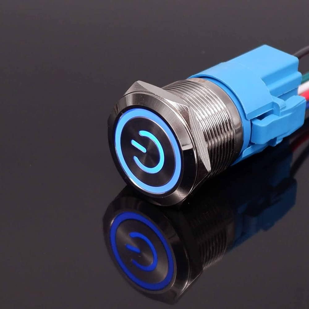 Amazon.com: 22mm Metal Button Switch LED Light Waterproof Illuminated ...