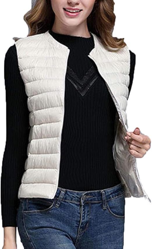 Mujer Chaleco de Plumas Capucha Ligero Chaqueta de Down Parka de Plumón sin Mangas: Amazon.es: Moda