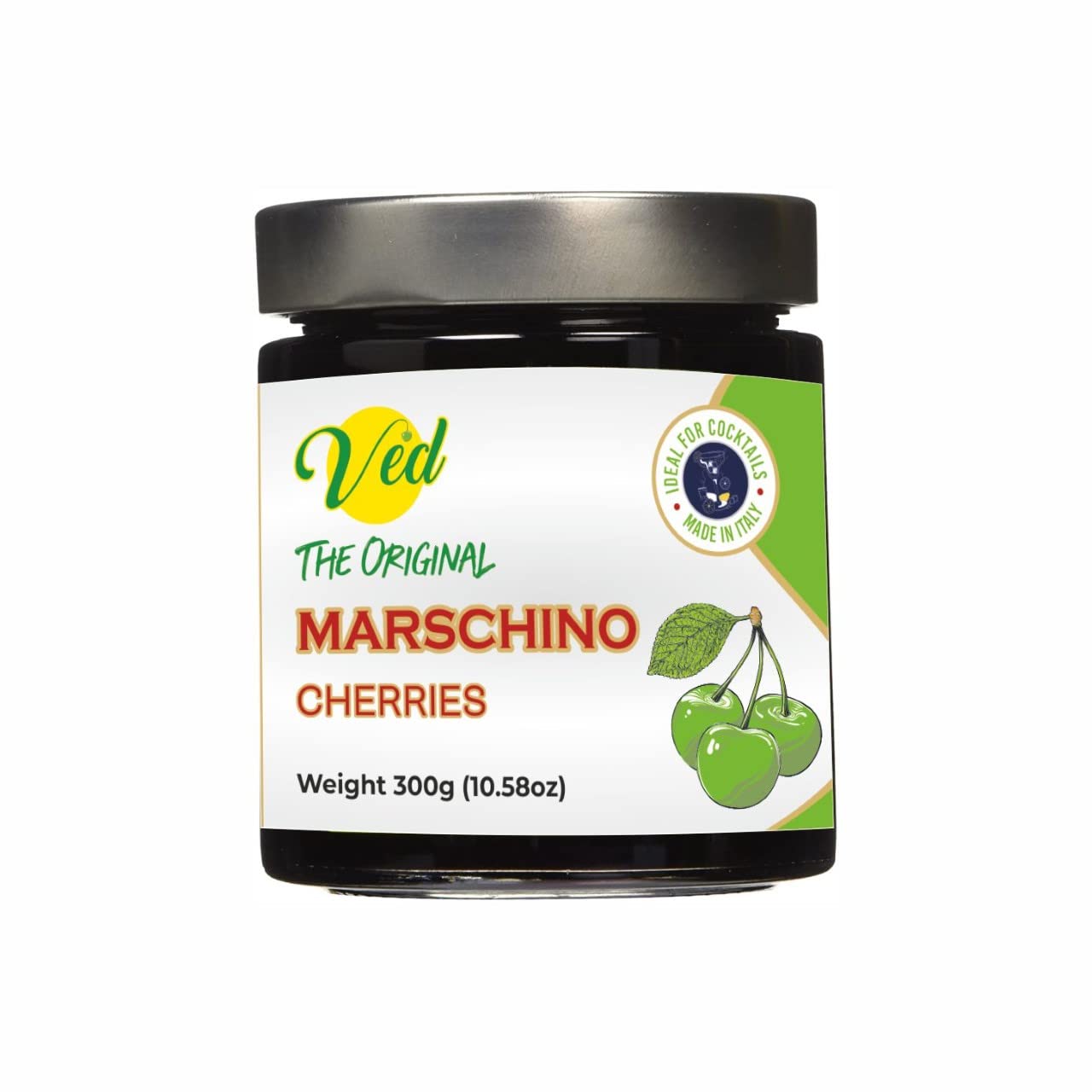 Amazon.com : Ved Gourmet Original Green Maraschino Cherries - Italian ...