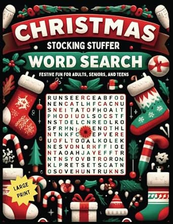 Stocking Stuffer Christmas Word Search: Large Print Puzzle Book for ...