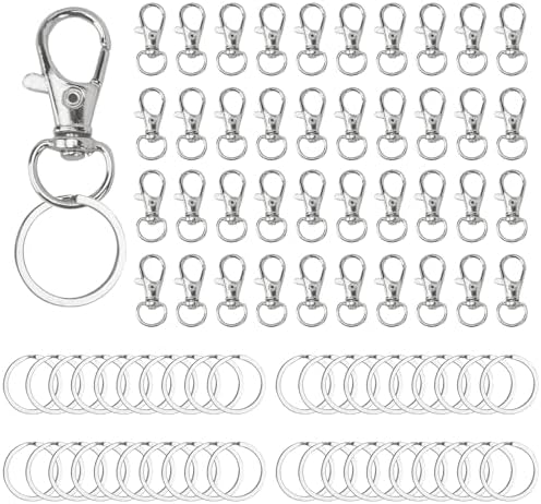 60 Pcs Keyring Rings Key Ring Hoops, Metal Key Ring Clips Swivel ...