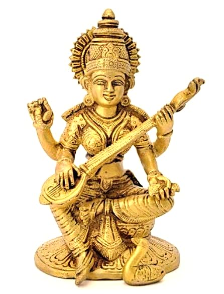Buy ATRO Devi Enterprise Ashtadhatu Maa Saraswati Idol Brass Statue ...