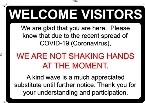 "Not Shaking Hands" - Laminated Vinyl Floor Sign - 10x7" Sign by ...