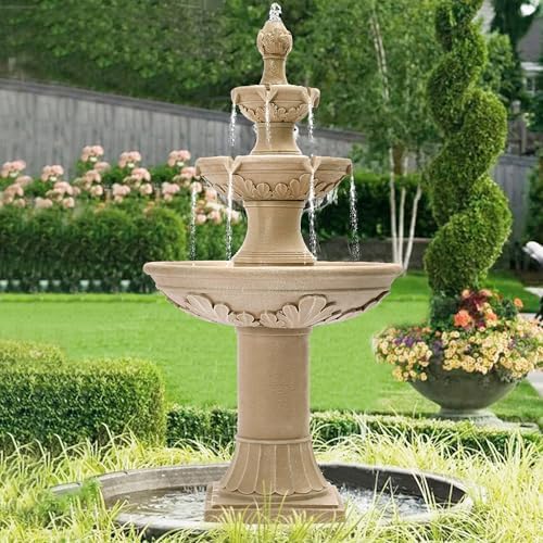 Amazon.com : ourrco 39.3” H Outdoor Floor Water Fountain, 3-Tiers ...