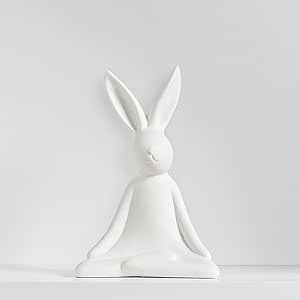 Amazon.com: Marooma Yoga Bunny Rabbits Stat, White Ceramic Figurine ...