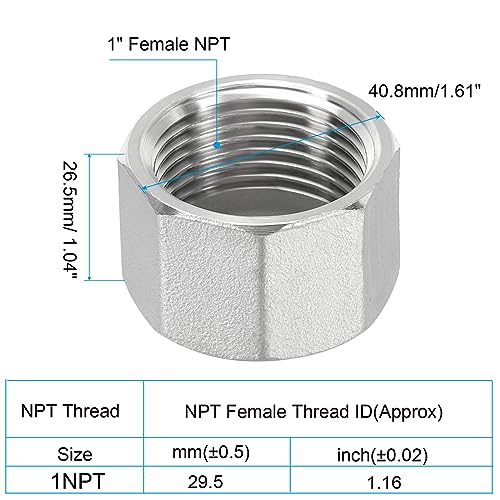 PATIKIL 1″ Pipe Fitting Cap, 2 Pack 304 Stainless Steel Forged Pipe Cap ...
