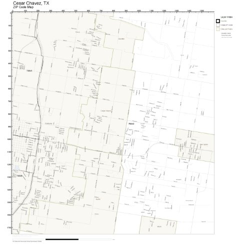 Amazon.com : ZIP Code Wall Map of Cesar Chavez, TX ZIP Code Map ...