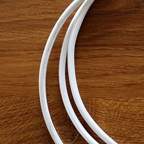 smartect Braided Cable, White, 3 Metres 3 Core Electrical Cable (3 x 0 ...