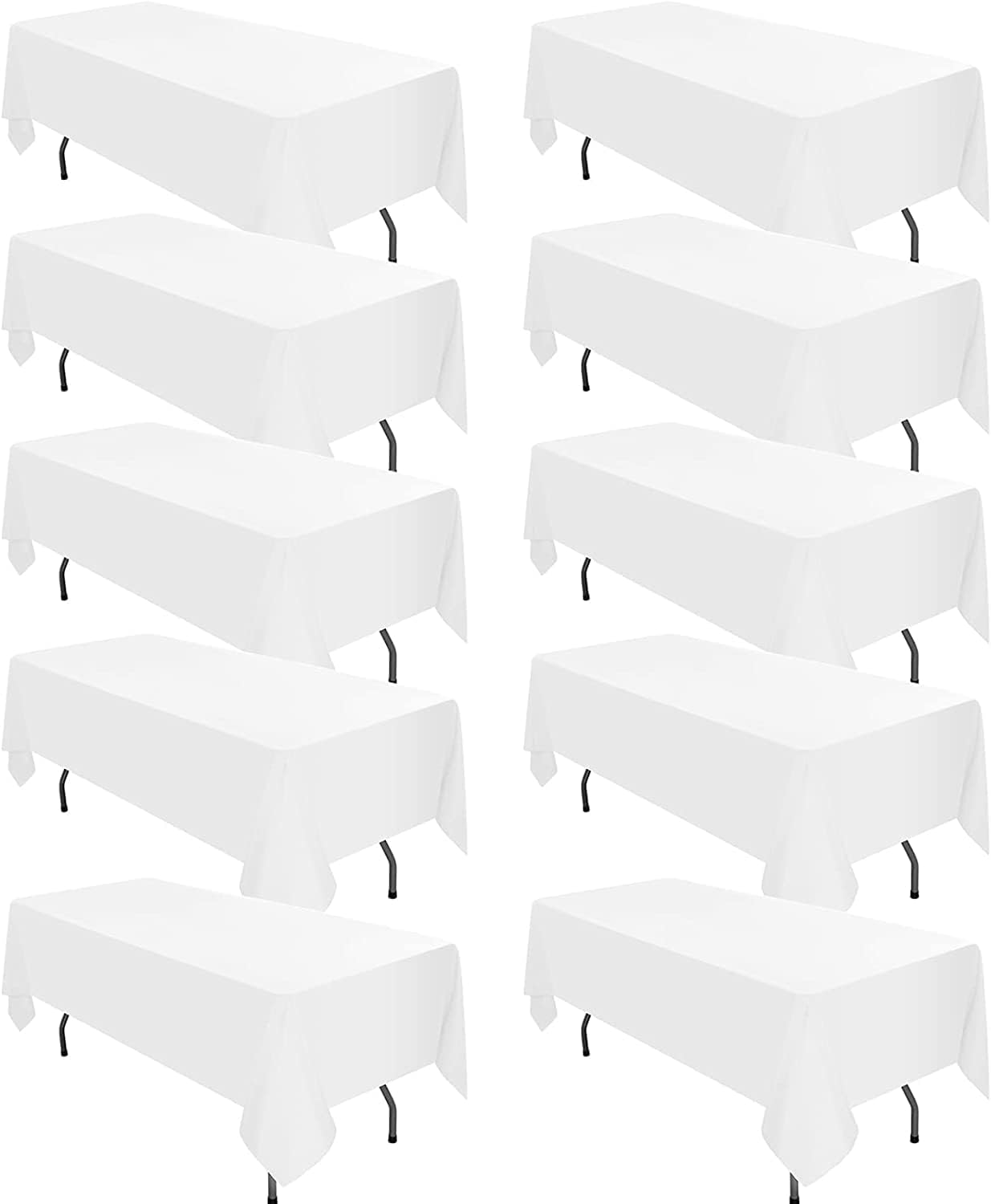 Amazon.com: 10 Pack White Tablecloths for 8ft Rectangle Tables 60 x 126 ...
