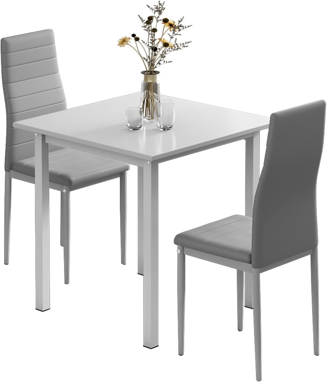 HGG Dining Table Set with 2 Chairs - Rubberwood Furniture - Kitchen ...
