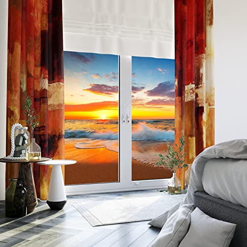 Burnt Orange Teracotta Abstract Rust Art Curtains