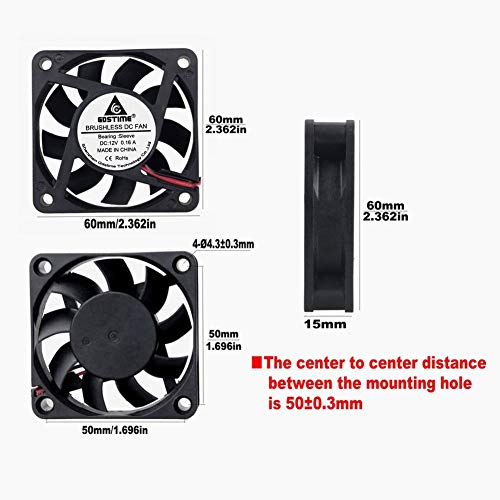 Snapklik.com : 4500RPM 60mm X 15mm 12V High Speed DC Brushless Cooling Fan