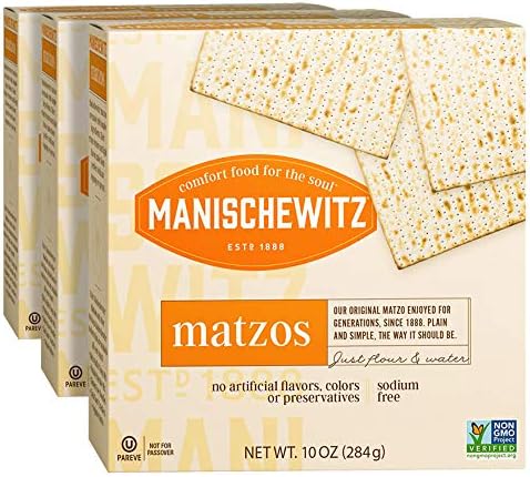 Amazon.com: Manischewitz Original "Thin Unsalted Matzo" 10oz (3 Pack ...