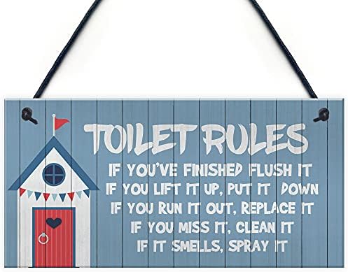 Seashell Bathroom Rules Decor Signs Wall Ocean Theme Beach Seashell ...