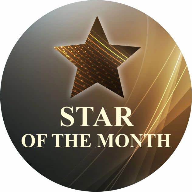 PIN BUTTON BADGES-STAR OF THE MONTH-PACK OF 10 OFFICE BADGES -GOLDEN ...