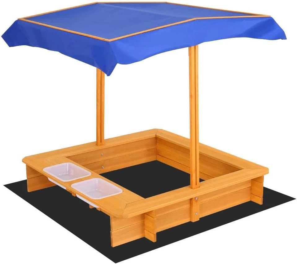 Keezi Kids Sandpit, Wooden Water Table Sand Pit Play Toys Sandcastle ...
