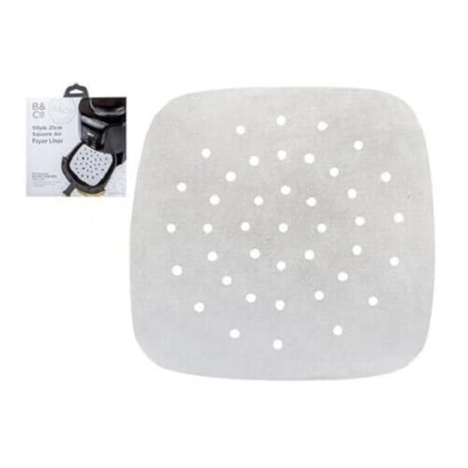 PMS Pack of 50 21cm Square Air Fryer Sheets Disposable Paper Liner ...