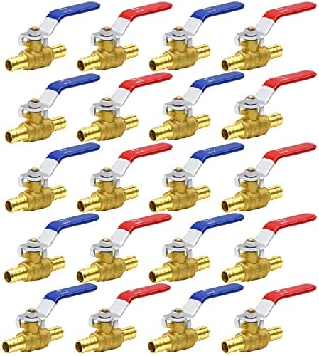 1/2in PEX Ball Valves, 20pcs PEX Brass Full Port Shut Off Ball Valve ...