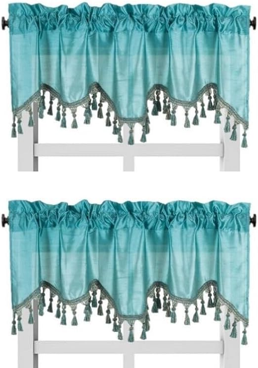 Amazon.com: Solid Faux Silk Swag Waterfall Cascade Ascot Window Curtain ...