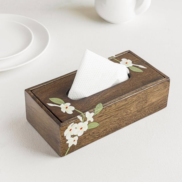 Aurum Crafts Bella Handpainted Wooden Tissue Box for Home Décor ...