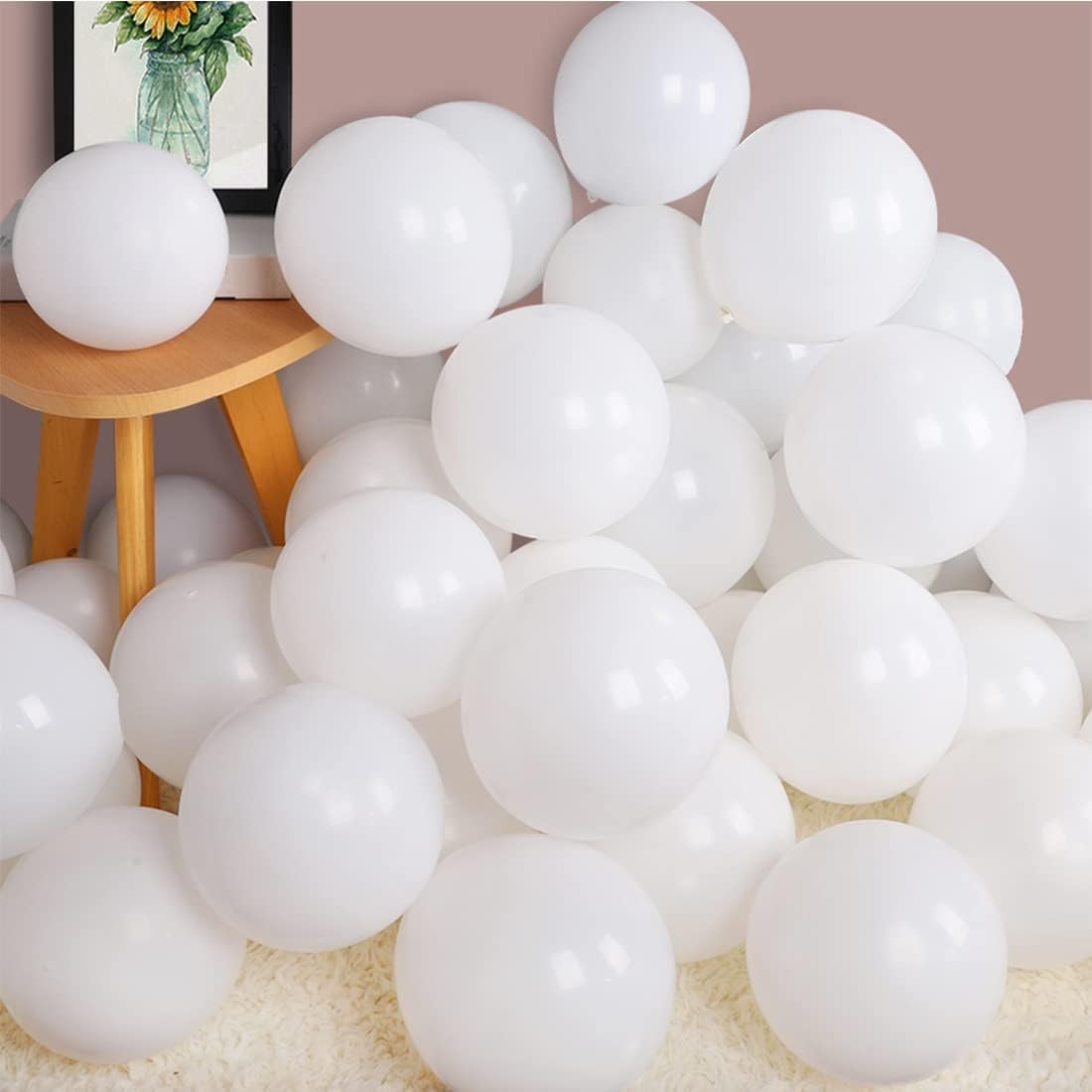 TONIFUL 50Pcs White Balloons 5 Inch Party Balloon Matte Latex Ballons ...