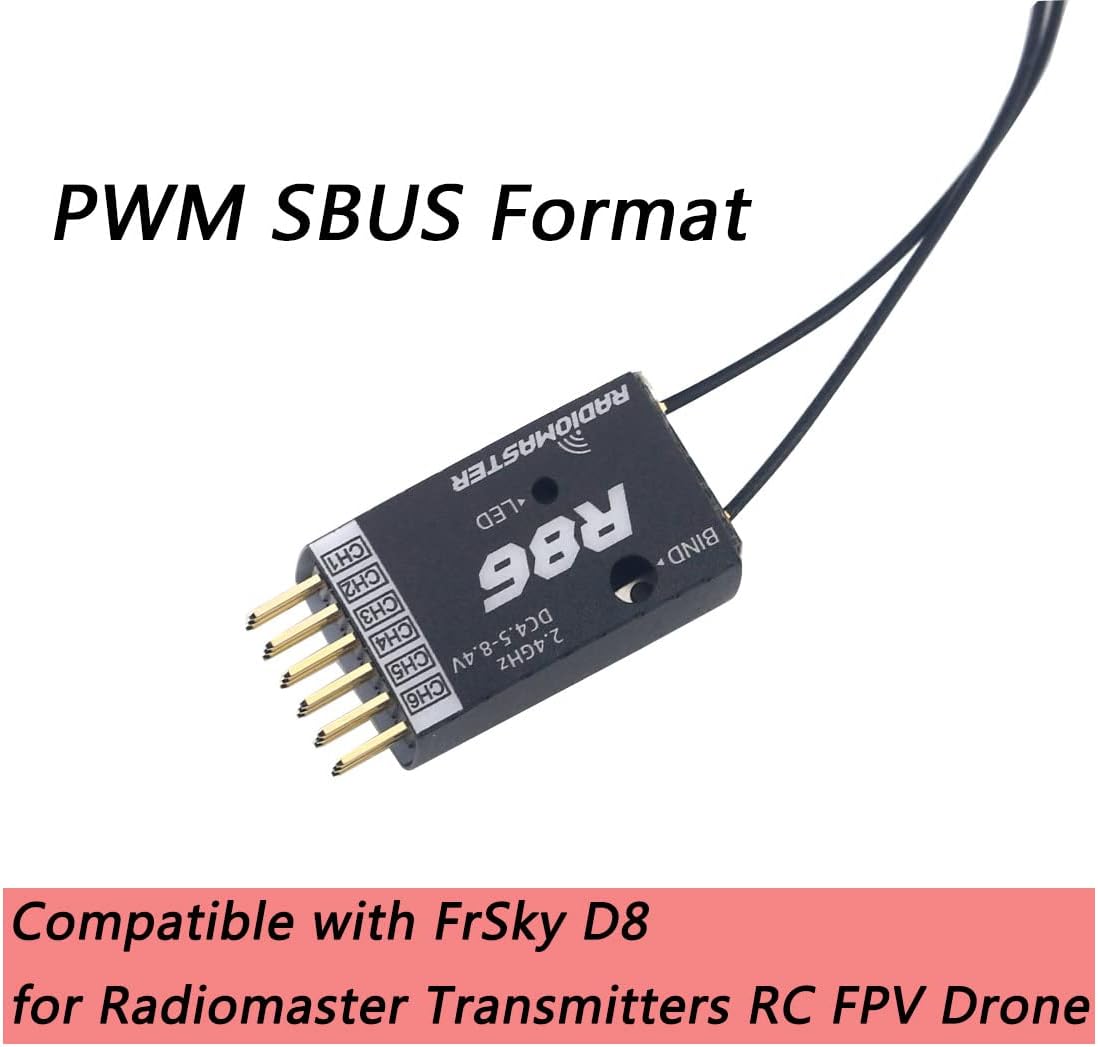 RadioMaster R86 6CH Receptor PWM SBUS Formato compatible con FrSky D8 ...