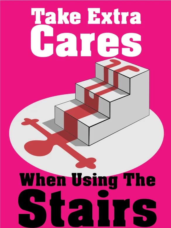 Take Extra Cares When Using The Stairs Sign Sticker, Waterproof Sticker ...