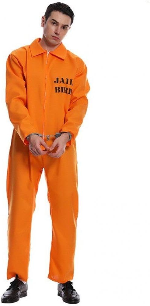 Dianzan Erwachsene Männer Orange Gefangener Jumpsuit Kostüm Halloween ...