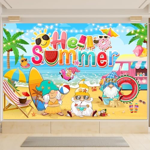 Amazon.com: Hello Summer Party Decorations, Hello Summer Backdrop ...