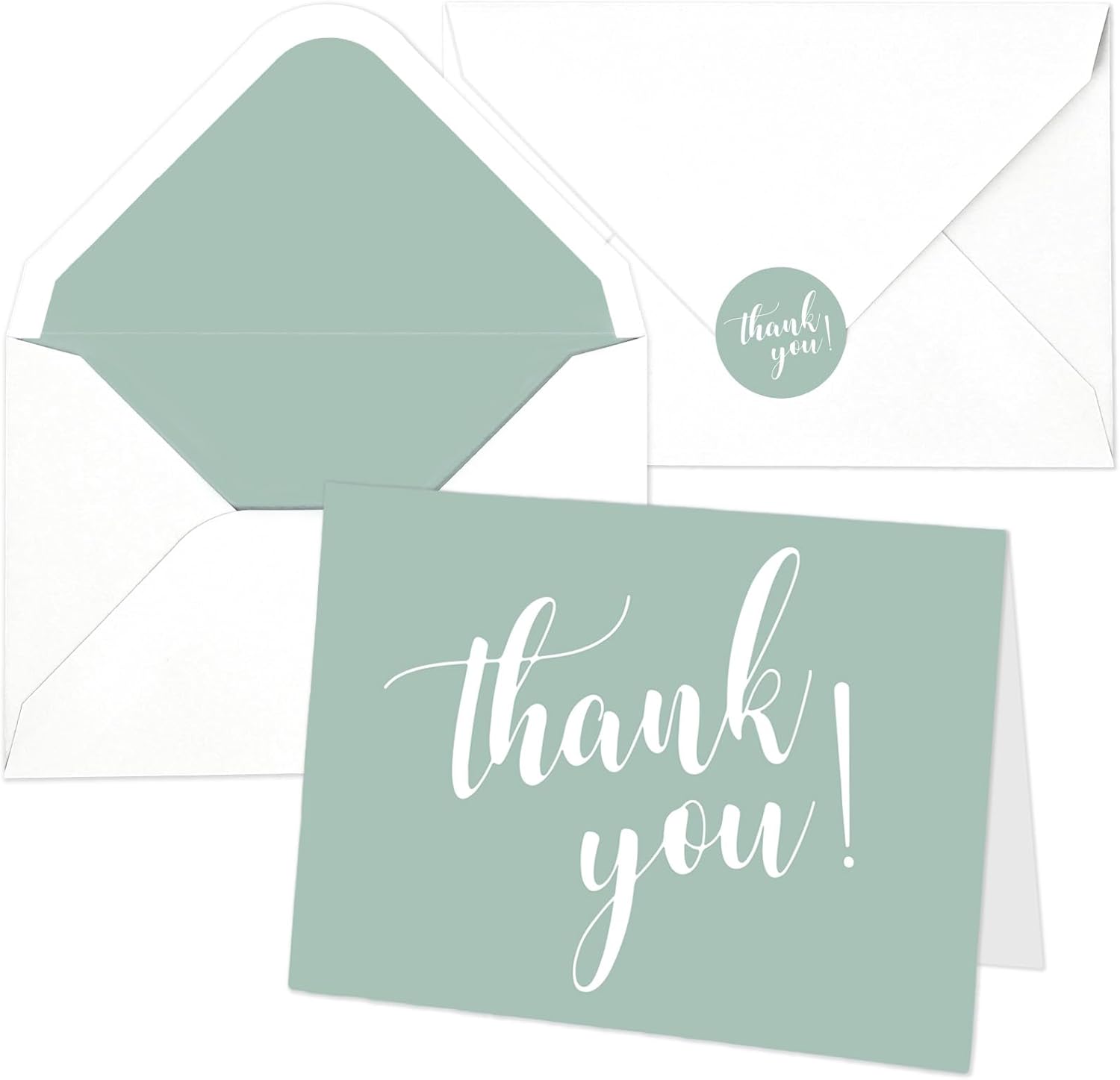Amazon.com : Whaline 20Pcs Sage Green Thank You Card with Envelopes and ...