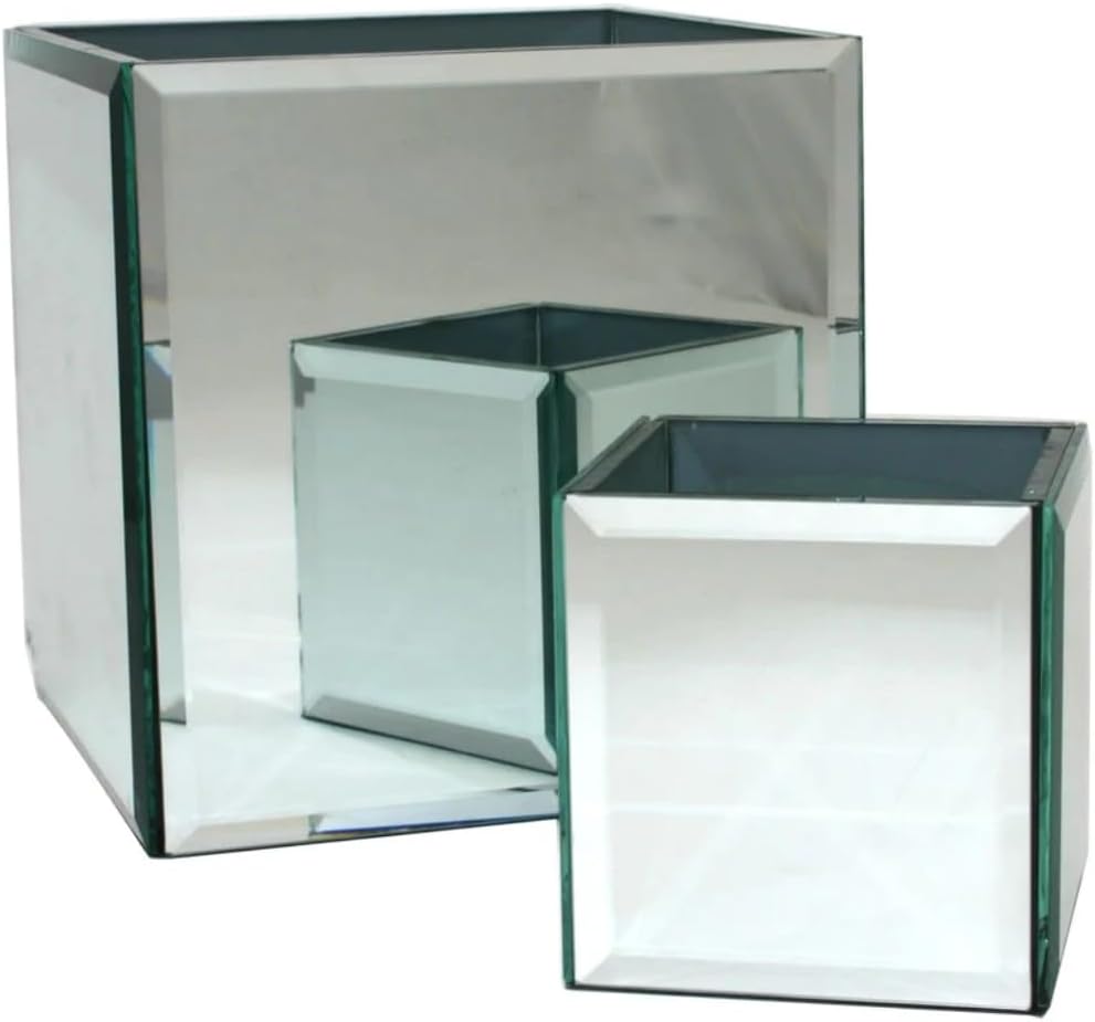 14cm Mirrored Cube Vase : Amazon.co.uk: Home & Kitchen