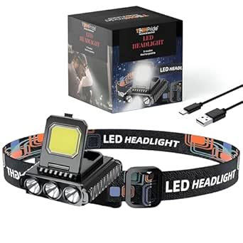 TechPride HL-3 Rechargeable LED Headlamp | Wide Beam Head Torch with 5 Light Modes, Waterproof ...