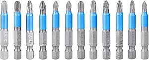Yakamoz 12pcs Magnetic Anti Slip Phillips Screwdriver Bit Set, 1/4 Hex Shank, PZ1, PZ2, PZ3, PH1 ...