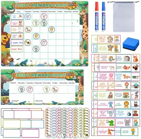 Amazon.com : Magnetic Reward Chart for Kids with Animal Theme,with 72 ...