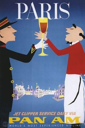 Amazon.com: PARIS TRAVEL TOURISM WAITER WINE AIRLINE VINTAGE POSTER ...