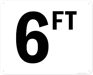 Amazon.com : 6 Feet Sign, 24x30 Inches, 55 mil thick HDPS (high density ...