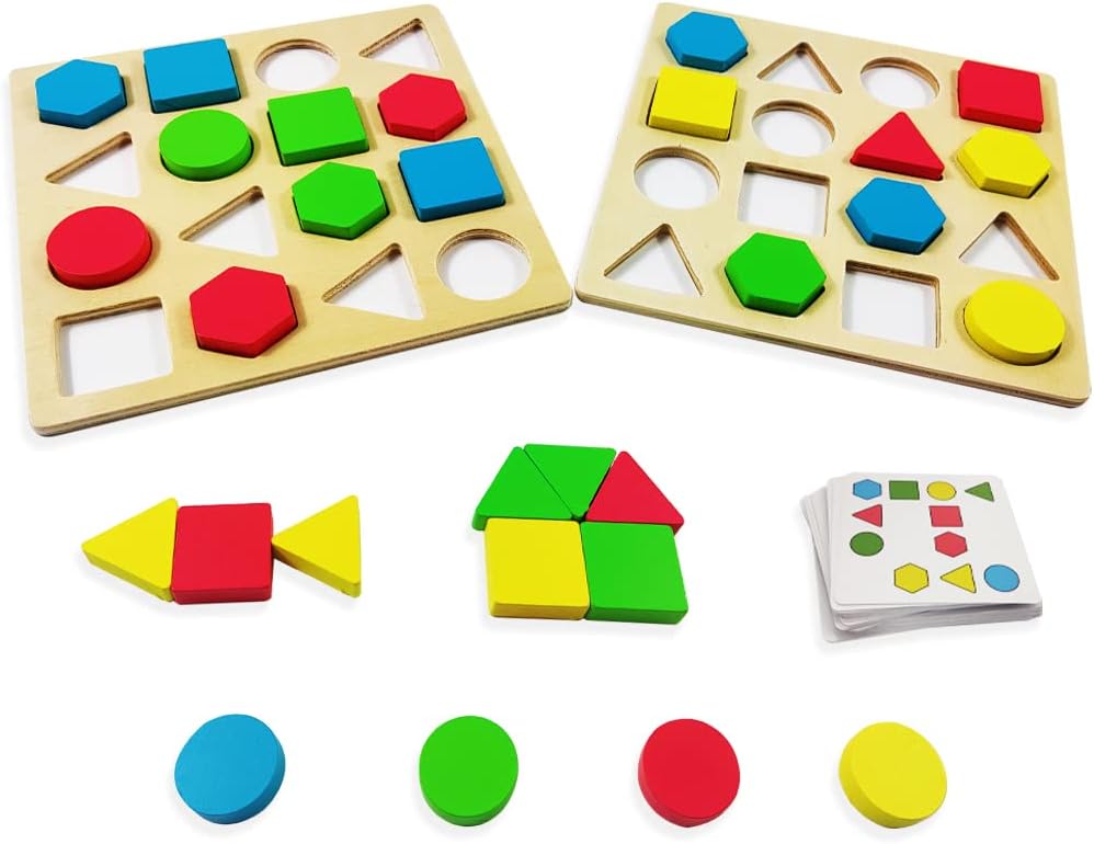 FIBOGOUP Montessori Spielzeug für 3-6 Jahre, 2 Sets + 32 Lernkarten ...