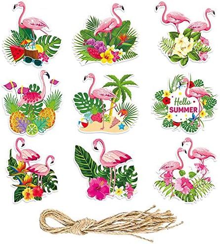 Amazon.com: 36 Pcs Flamingo Ornaments Tropical Palm Leaves Floral ...