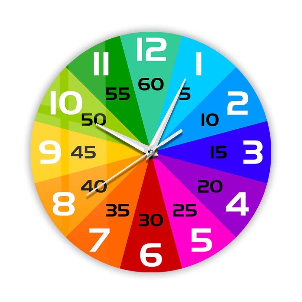 Amazon.com: Timethink 12 Inch Rainbow Color Wheel Telling Time Teaching ...