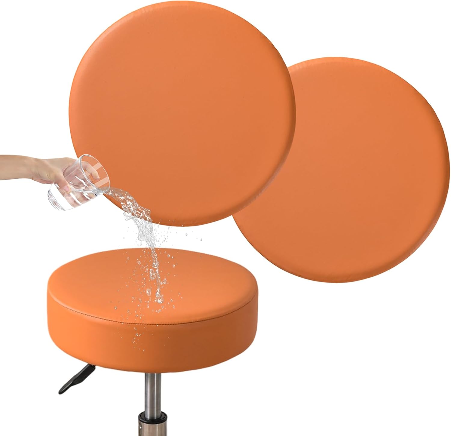 Amazon.com: FUANGUI Bar Stool Covers Round Set of 2, Waterproof PU Seat ...