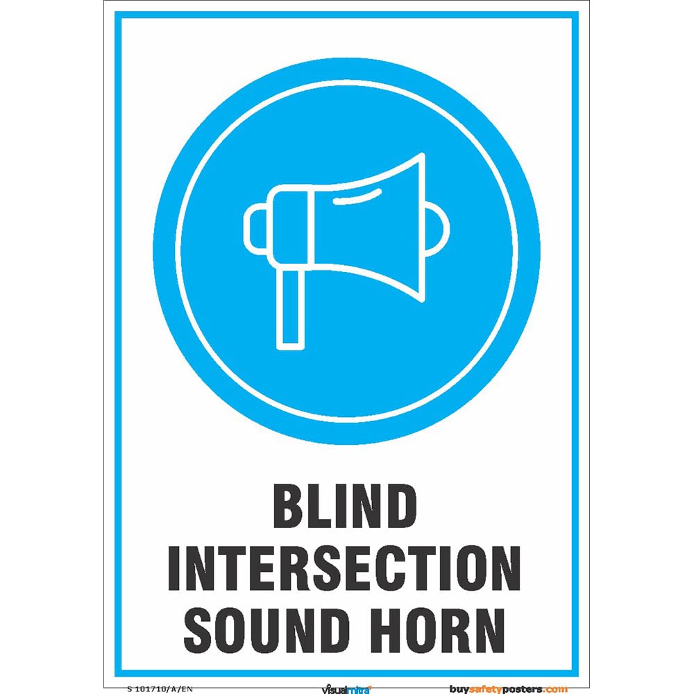 Buysafetyposters.com -Blind Intersection Sound Horn Signs in English ...