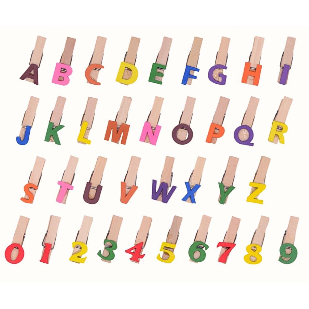 Amazon.com: Byvood Wooden Clothespins with Colorful Letters and Numbers ...