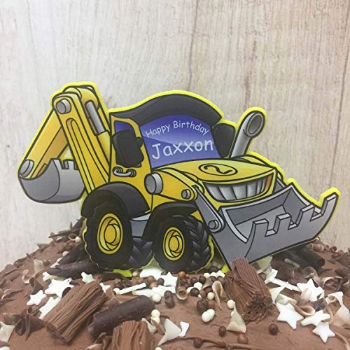 Digger Birthday Cake Topper Boys Construction Builder Theme Birthday ...