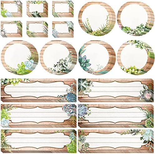 Amazon.com: 72 Pieces Rustic Bloom Name Tags Succulent Floral Name ...