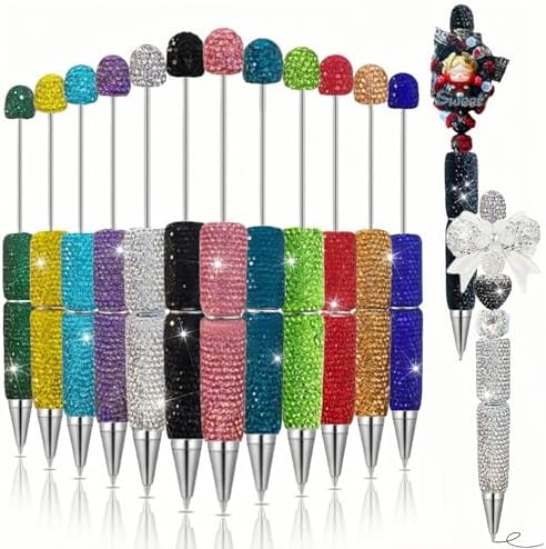 Amazon.com: KUNHEHO 12Pcs Glitter Beadable Pens Full Rhinestone Fancy ...
