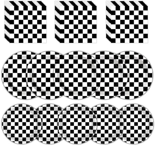 Amazon.com: 40 Pcs Race Car Plates and and Napkins - Black and White ...