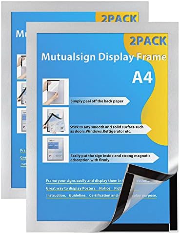AHAQU 13PCS A4 Silver Magnetic Frame - Self Adhesive Picture Frame for ...