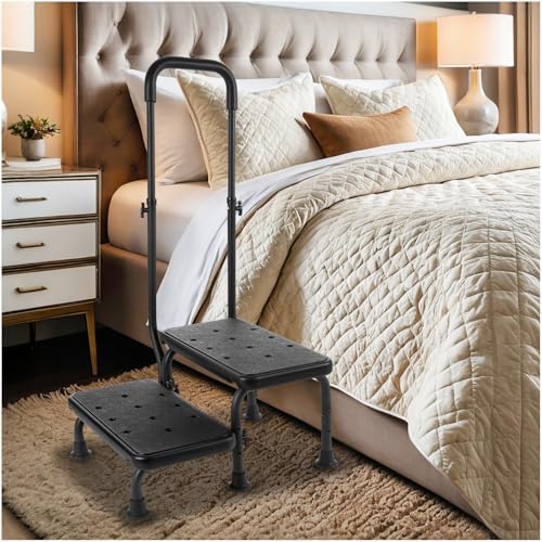 Amazon.com: 2 Step Stool with Handle for Seniors - Adjustable Handrail ...