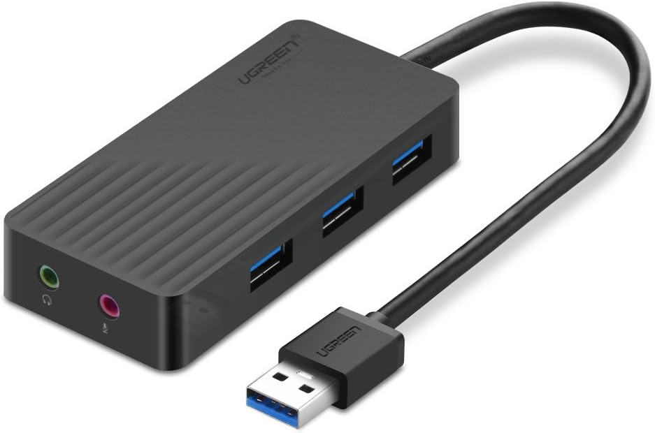 Amazon.com: UGREEN USB 3.0 Hub 3 Ports USB Sound Card 2 in 1 External ...