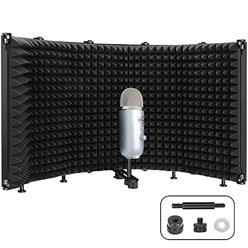 Microphone Isolation Shield, Vocal Booth Isolation Shield Pop Filter 5 ...